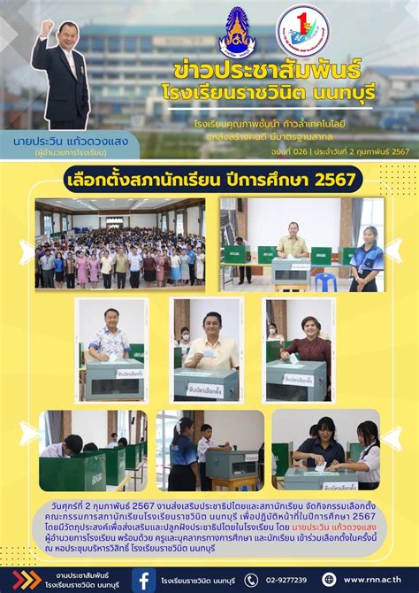 วันศุกร์ที่ 2 กุมภาพันธ์ 2567 โรงเรียนราชวินิต นนทบุรี