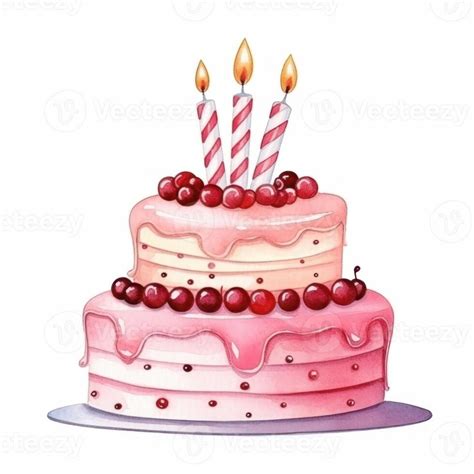 Watercolor Birthday Cake Isolated 26415493 Stock Photo At Vecteezy