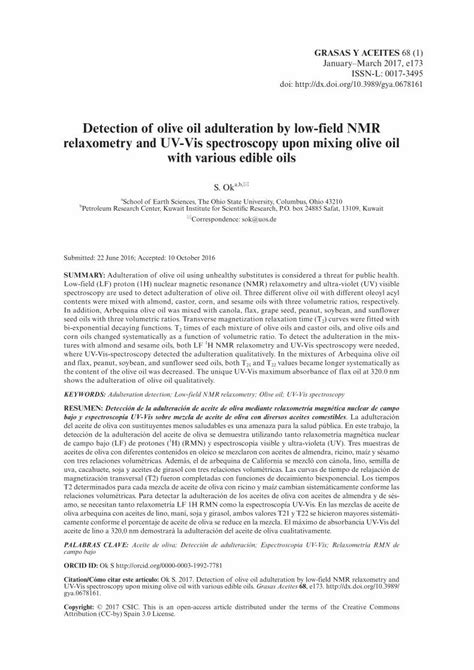 Pdf Detection Of Olive Oil Adulteration By Low Field Nmr Dokumentips