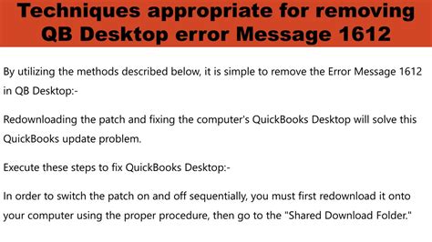 Ppt Simple Step By Step Guide To Fix Quickbooks Error 1612 Powerpoint Presentation Id 11807563