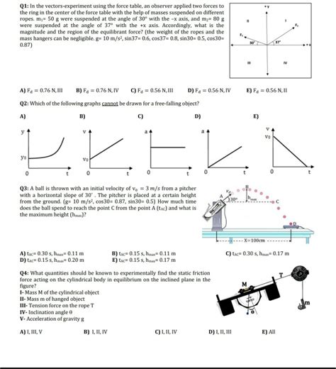 Solved 1 Q1 In The Vectors Experiment Using The Force
