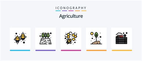 Agriculture Line Filled 5 Icon Pack Including Farm Agriculture
