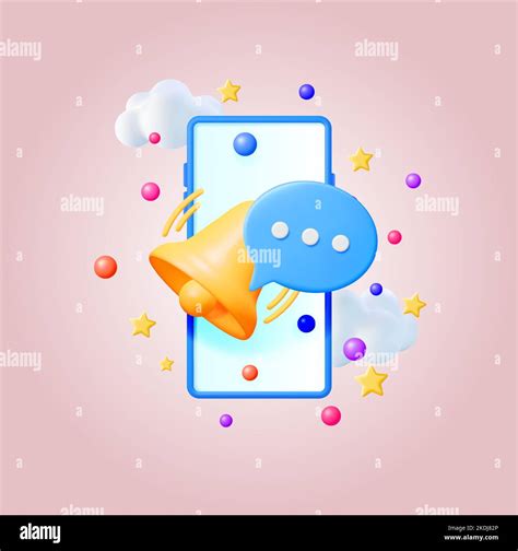 3d Notification Popup With Bell In Smartphone Stock Vector Image And Art