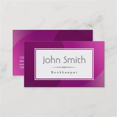 Classic Violet Background Bookkeeper Business Card Zazzle