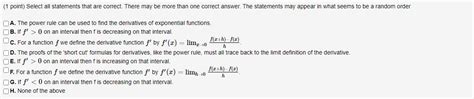 Solved Point Select All Statements That Are Correct Chegg