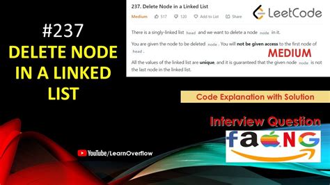 Delete Node In A Linked List Leetcode 237 Java O1 Solution