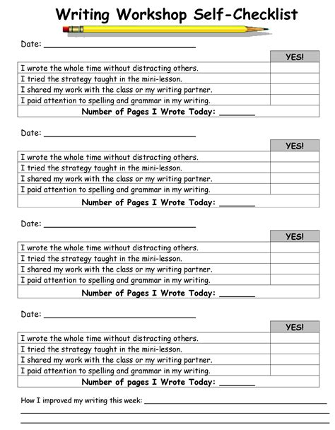 Writers Workshop Self Assessment Writing Lessons Elementary Writing