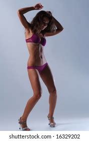 Beautiful Naked Woman Fuchsia Light Posing Stock Photo 472184863