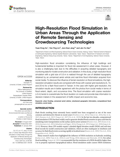 Pdf High Resolution Flood Simulation In Urban Areas Through The Application Of Remote Sensing