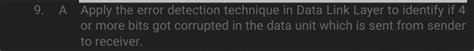 Solved 9 A Apply The Error Detection Technique In Data Link