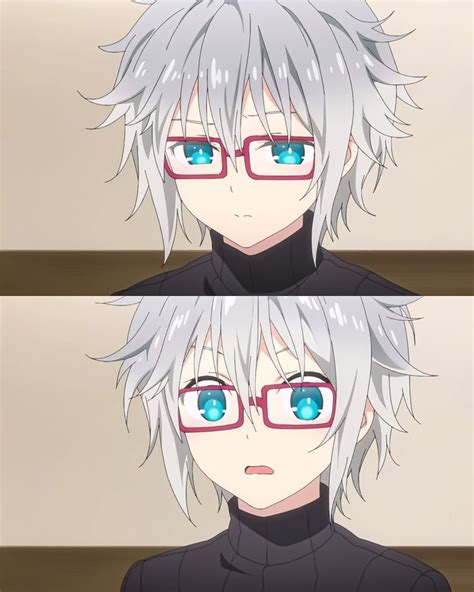 Two Anime Characters One With White Hair And The Other With Blue Eyeglasses