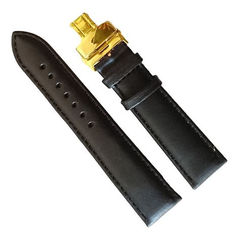 Curea Ceas Din Piele Neagra Deployant Auriu 18mm 20mm 22mm 24mm