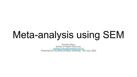 Pdf Meta Analysis Using Sem