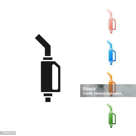 흰색 배경에 격리 된 검은 가솔린 펌프 노즐 아이콘 연료 펌프 주유소 서비스 기호를 급유합니다 주유소 아이콘입니다 다채로운 아이콘을 설정합니다 벡터 일러스트레이션 0명에
