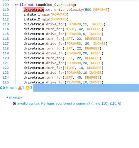 Invalid Syntax Error Robot Mesh Studio Support V5 VEX Forum