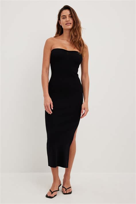 Bandeau Midi Dress Black Na Kd