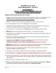 ADMS 3353 Assignment 1 Fall 2017 Pdf AP ADMS 3353 A And B Project