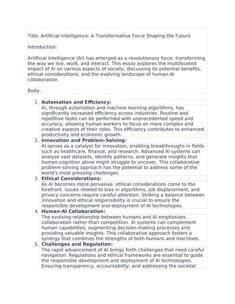 Artificial Intelligence A Transformative Force Shaping The Future Title Artificial