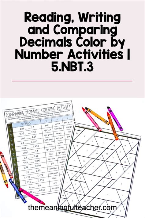 Reading Writing And Comparing Decimals Color By Number Activities 5
