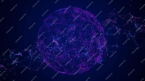 Premium Photo Technology Blue Sphere With Connecting Dots And Lines Digital Abstract Network