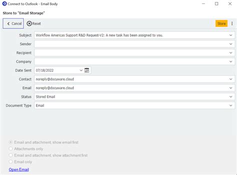 Storing Multiple Email Attachments Via Connect To Outlook · Docuware