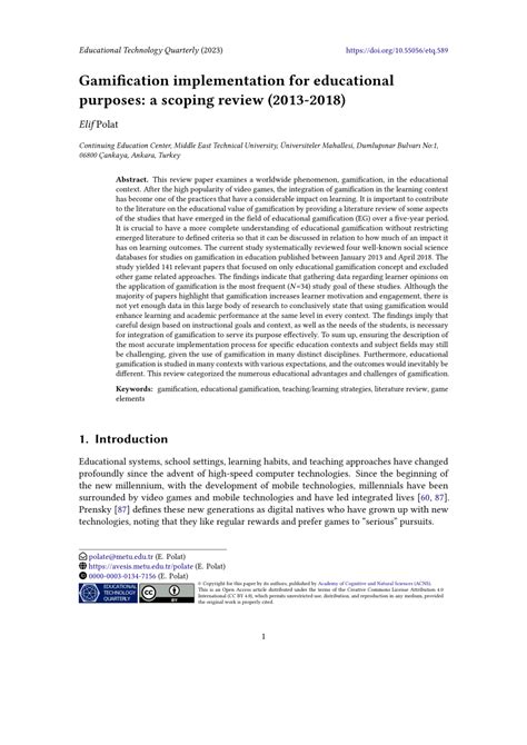 pdf gamification implementation for educational purposes a scoping