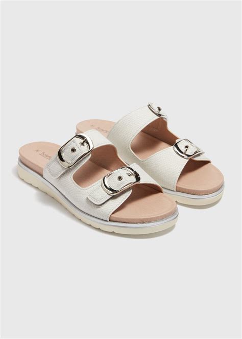White Double Buckle Sandals Matalan