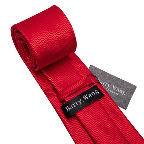 Red Novelty Silk Mens Tie Pocket Square Cufflinks Set Barrywang