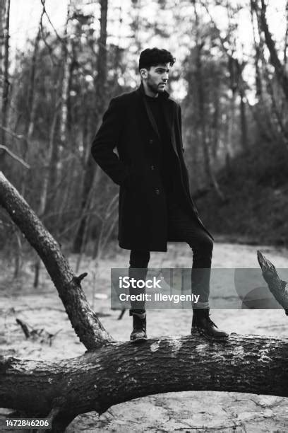 남성 초상화입니다 모자를 쓴 갈색 머리 남자와 숲의 코트 흑백 사진 느와르 탐정 고풍스런에 대한 스톡 사진 및 기타 이미지 고풍스런 남성 복고풍 Istock