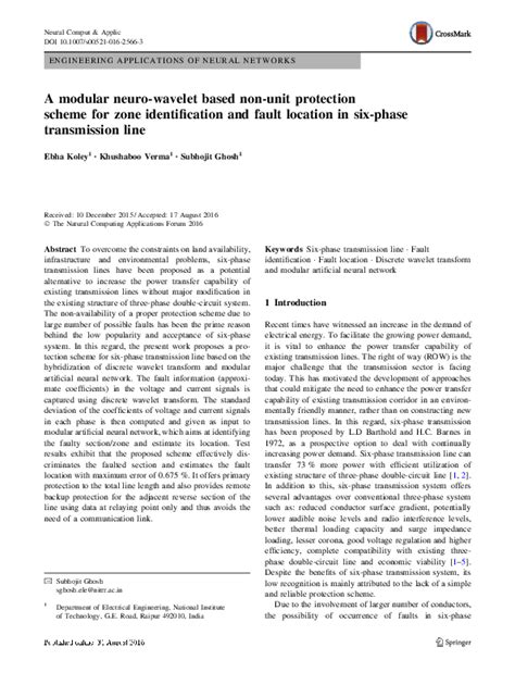 Pdf A Modular Neuro Wavelet Based Non Unit Protection Scheme For Zone