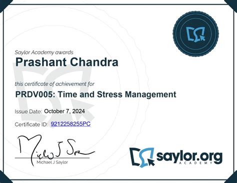 I Am Thrilled To Share That Ive Completed My Time And Stress Management Course Looking Forward