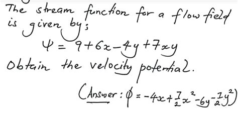 Solved Is The Stream Function For A Flow Field Given By 4 Chegg Com