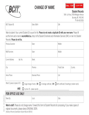 Fillable Online Bcit Change Of Name Form BCIT Bcit Fax Email Print PdfFiller