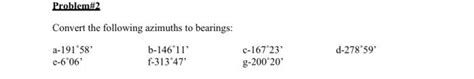 Solved Convert The Following Azimuths To Bearings Chegg
