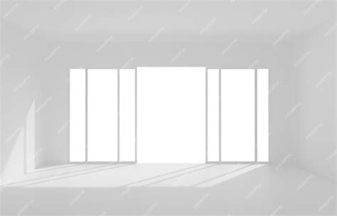 부드러운 그림자 3d 일러스트와 함께 배경을 위한 화이트 룸 내부 공간 프리미엄 사진
