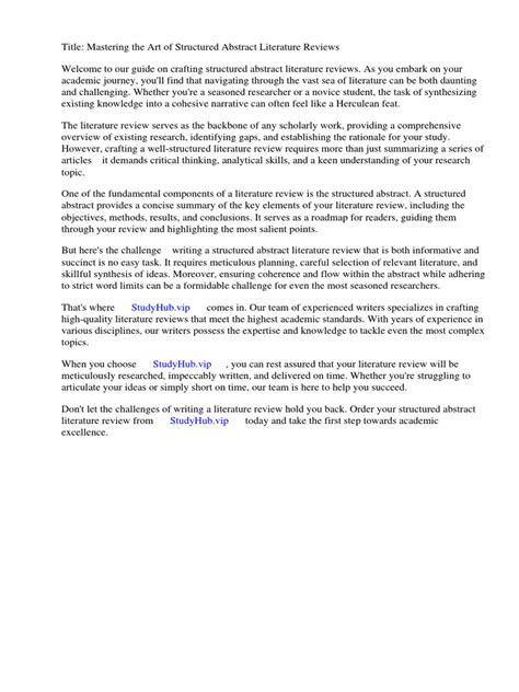Structured Abstract Literature Review Pdf Abstract Summary