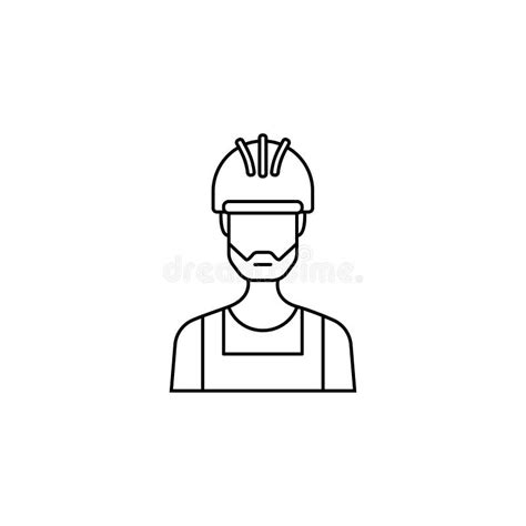 Builder Line Icon Engineer And Man Construction Worker Sign Vector Graphics A Linear Pattern