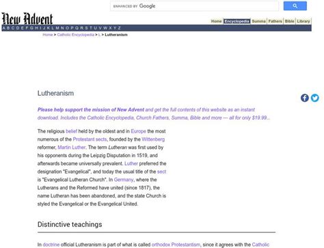 Catholic Encyclopedia Luteran Religion Handout For 9th 10th Grade