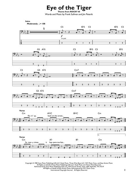 Eye Of The Tiger By Survivor Easy Bass Tab Guitar Instructor
