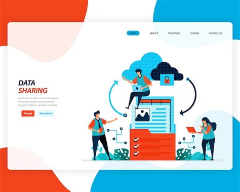 Premium Vector Landing Page Template Network In Uploading Data To