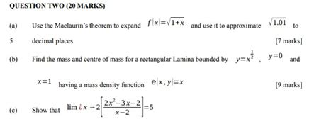 [solved] Question Two 20 Marks Use The Maclaurin Solutioninn