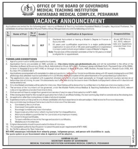 Hayatabad Medical Complex Hmc Mti Peshawar Jobs 2021 2024 Job