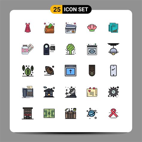 25 Thematic Vector Filled Line Flat Colors And Editable Symbols Of Data Audit Credit Card