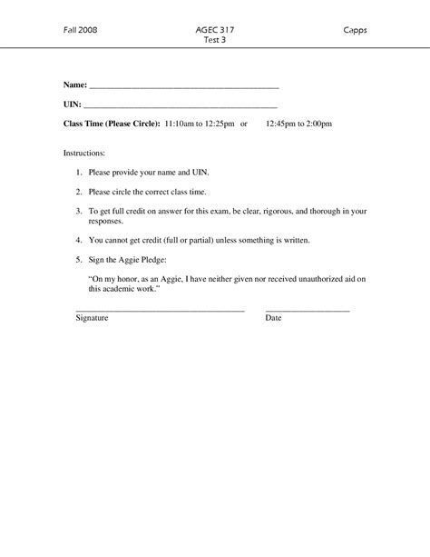 Test 3 Economic Analysis For Agribusiness Management Fall 2008