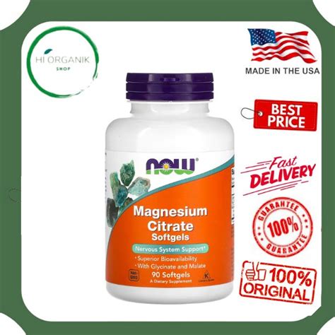 Jual Now Foods Magnesium Citrate 90 Softgels Shopee Indonesia