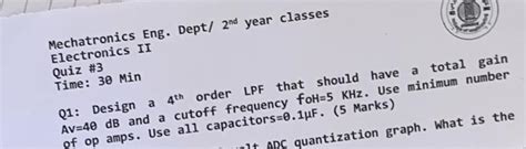 Solved Mechatronics Eng Dept 2nd Year Classes Electronics Chegg