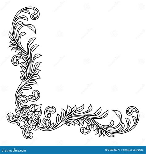 Filigree Crest Corner Motif Floral Pattern Frame Cartoon Vector 348093967