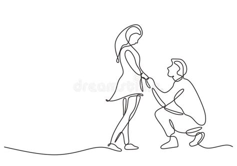 Continue One Line Tekening Van Het Symbool Van Het Liefdeshuwelijk Man