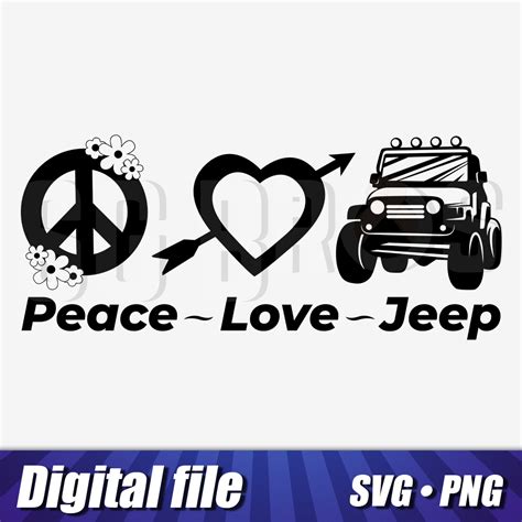 Peace Love Jeep Svg Png Image Jeep Clipart Cricut Jeep Inspire Uplift