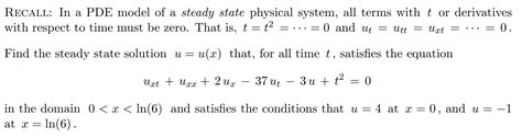 Solved Recall In A Pde Model Of A Steady State Physical